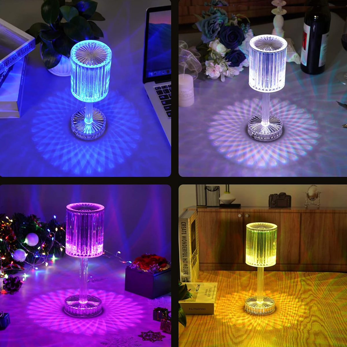 1pc 16-Color Changing Touch & Remote Control Crystal Lamp, Usb ...