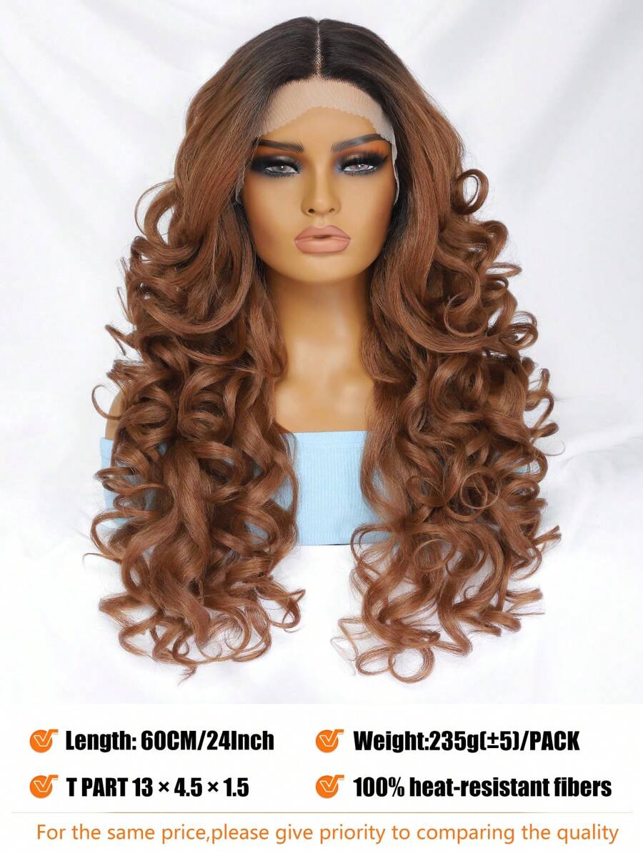 24 Inch HD Lace Front Wigs 13x5X1 Curly Wigs For T-Part Synthetic Hair ...