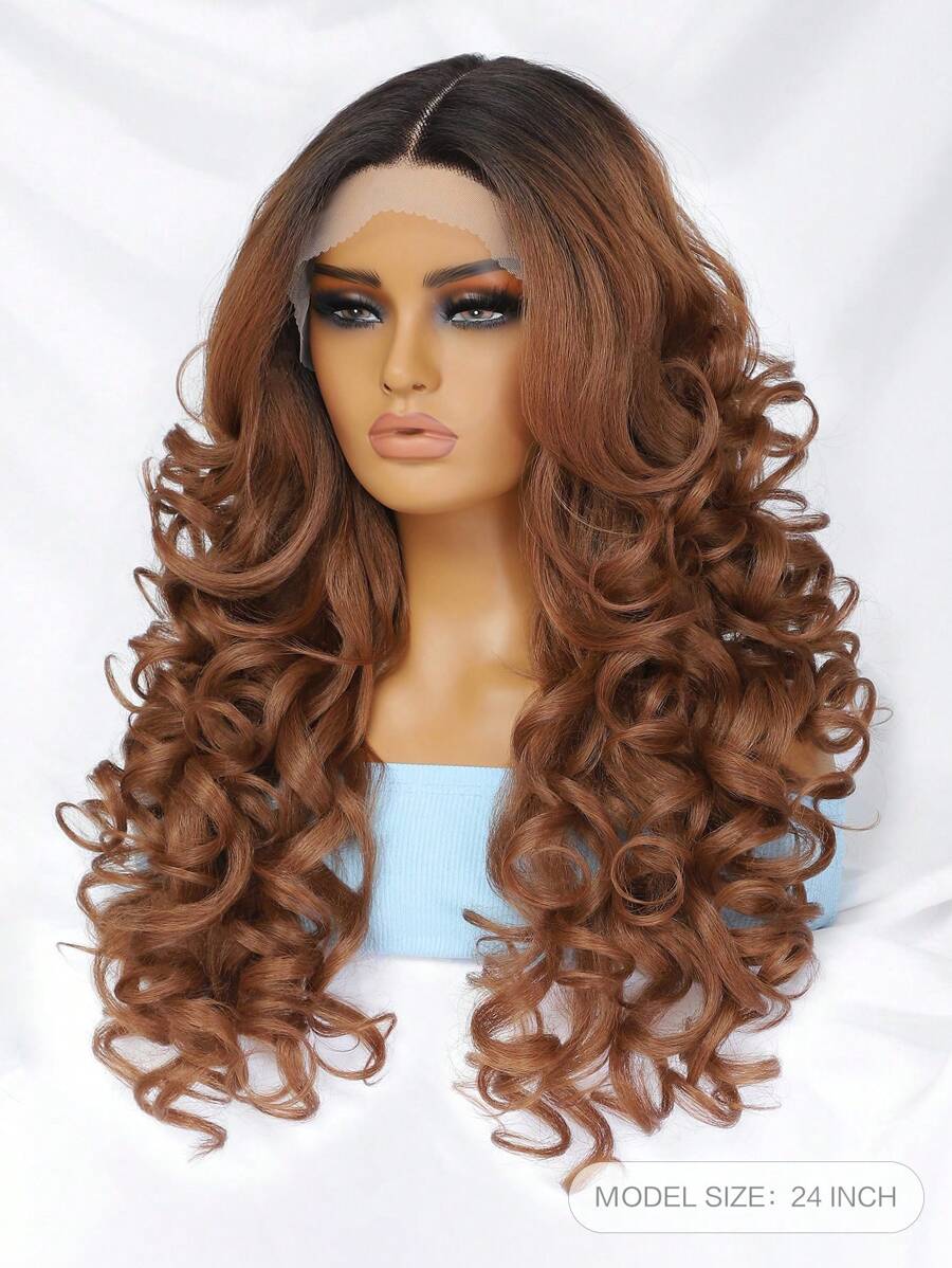 24 Inch HD Lace Front Wigs 13x5X1 Curly Wigs For T-Part Synthetic Hair ...