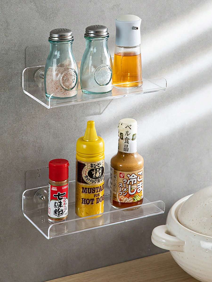 Clear Acrylic Floating Shelf Self Adhesive Storage Shelf For Wall ...