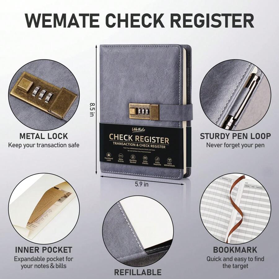 Check Registers,Check Registers For Personal Checkbook,A5 Leather Check ...