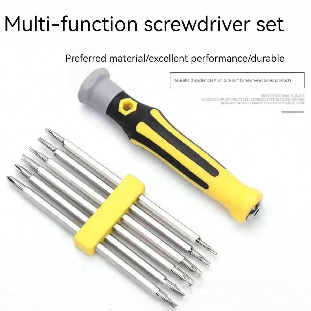 1pc Yellow 12 In 1 Screwdriver Set, Modern Simple Shape Head Can Be ...