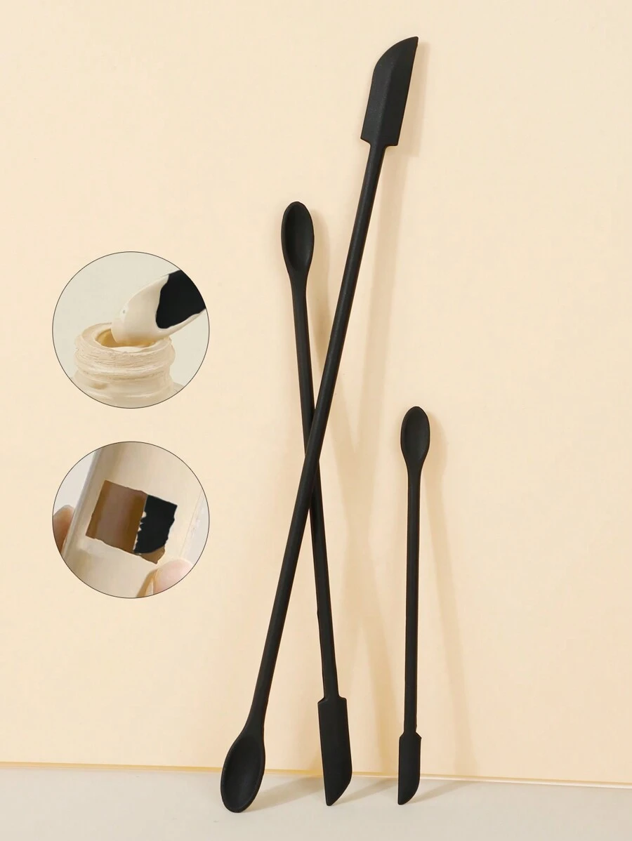 3pcs/Set Cosmetics Digging Spoon Set With Silicone Scraper, Miniature ...
