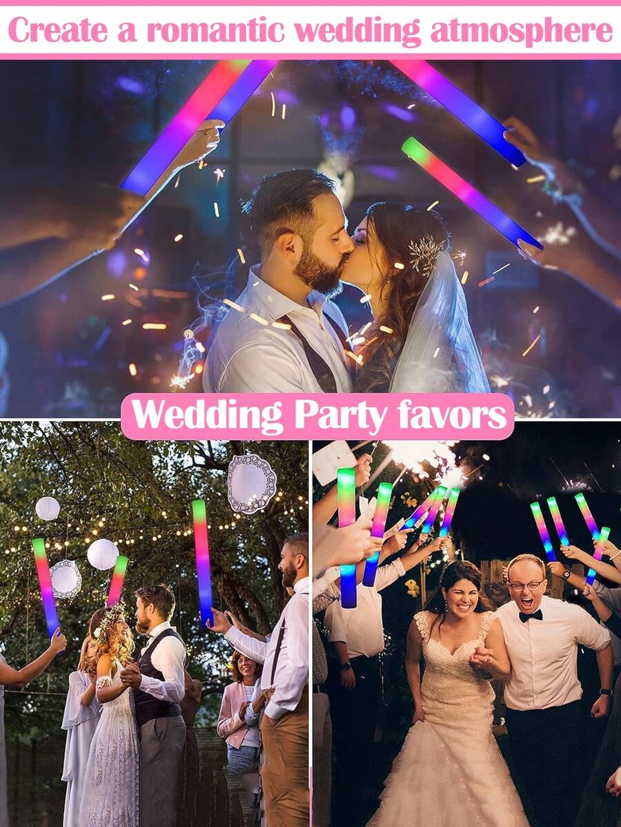 30pcs/10pcs 16-Inch LED Foam Glow Sticks With 3 Flashing Modes, Light ...