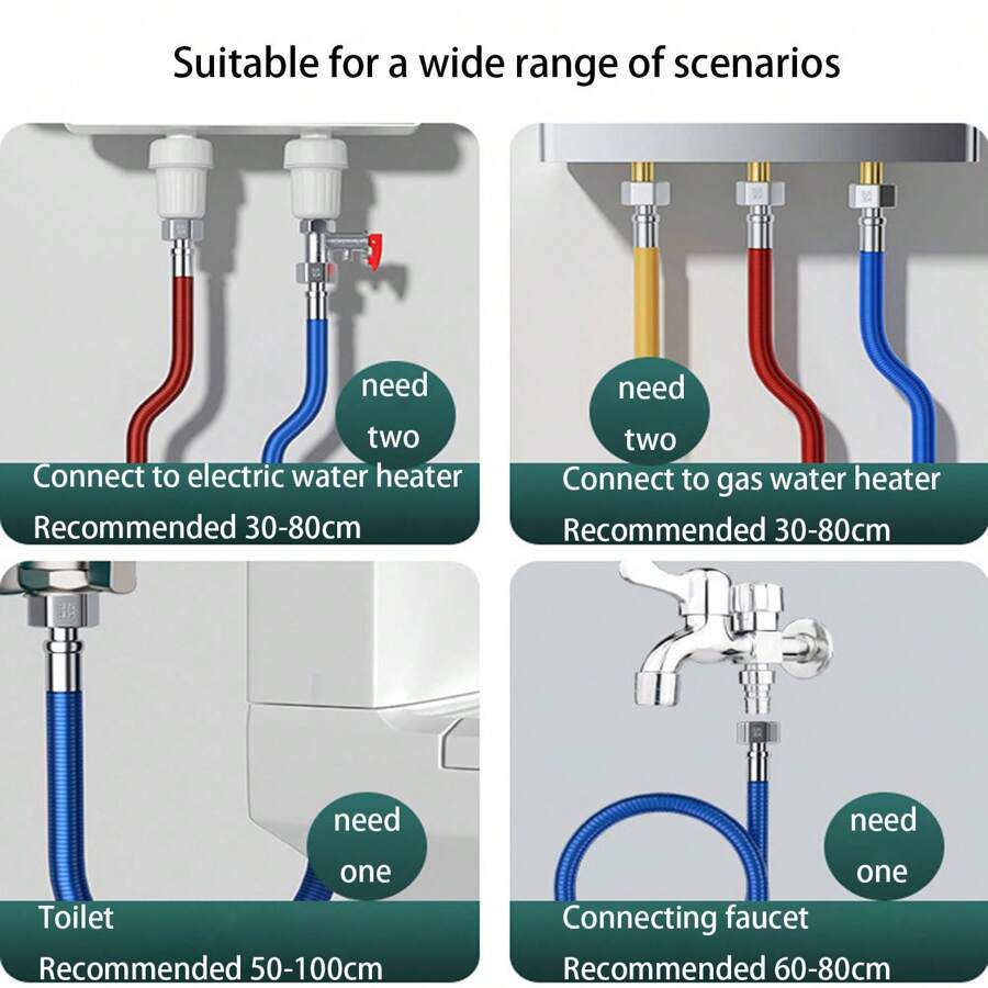 1Pc Blue/Red 304 Stainless Steel Bellows,10-50cm,Hot And Cold ...