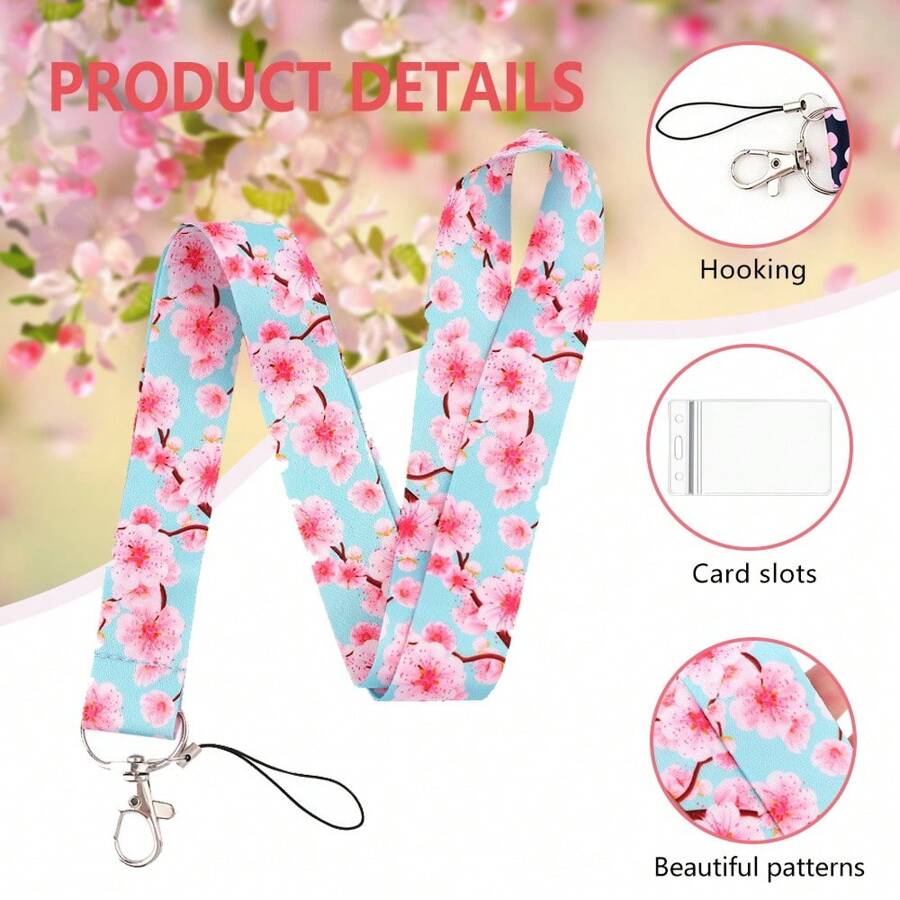 2 Set Lanyard With Card Holder Flower Lanyards With Metal Clip And ...