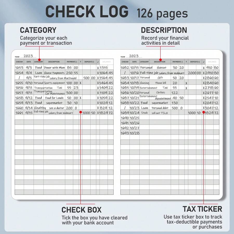 Check Registers,Check Registers For Personal Checkbook,A5 Leather Check ...