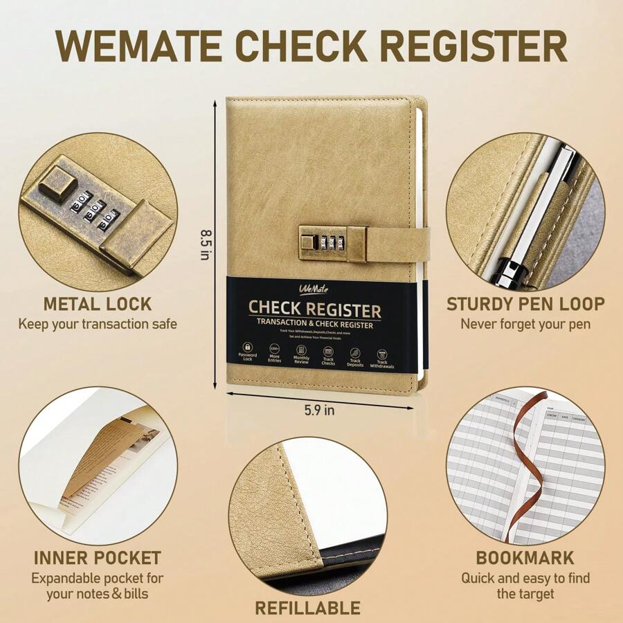Check Registers,Check Registers For Personal Checkbook,A5 Leather Check ...