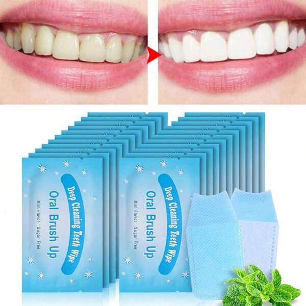 Mint-Flavored Oral Finger Wipes Teeth Whitening Wipes Oral Cleaning ...