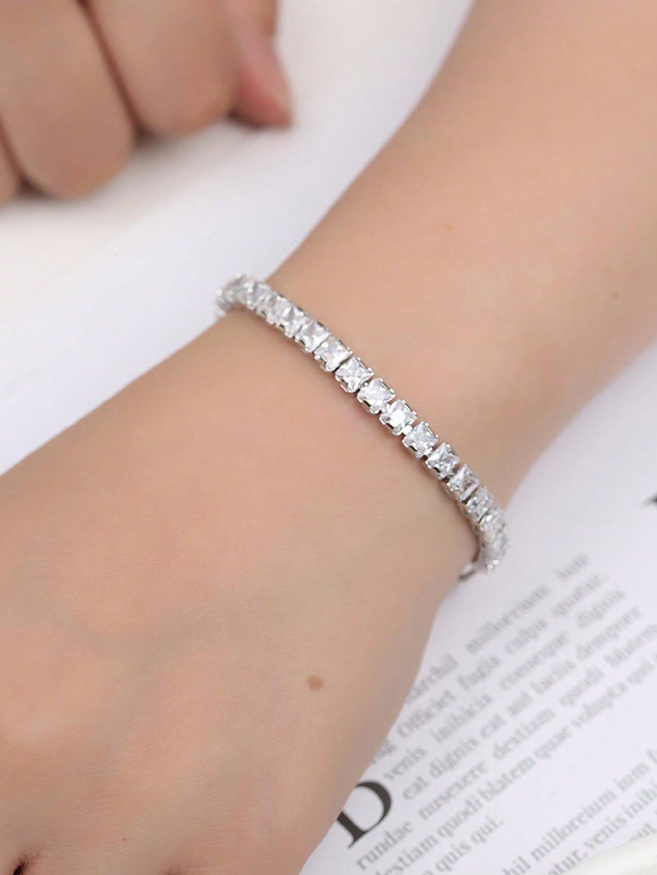 1pc Luxury Adjustable Bracelets Women Bridal Wedding Bracelets Silver ...
