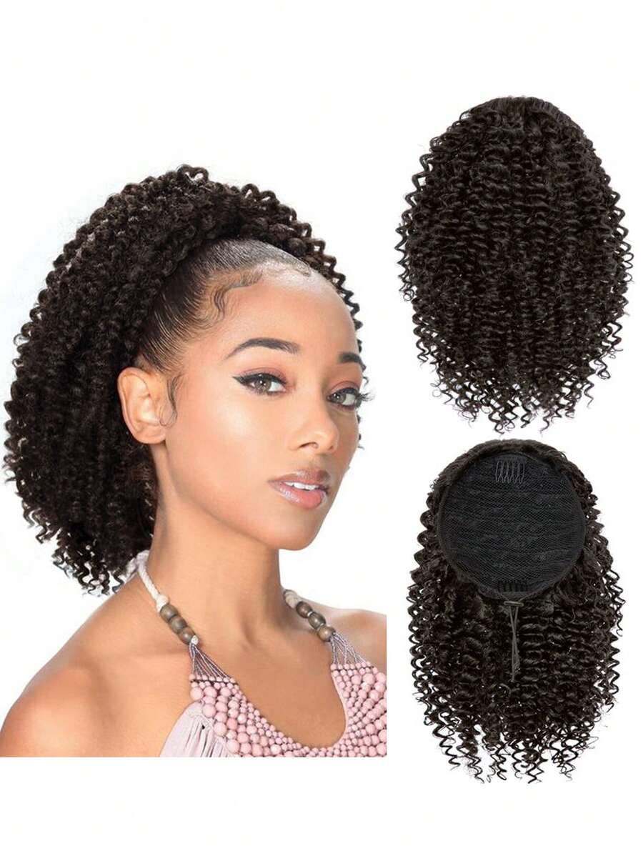 Drawstring Ponytail Afro Kinky Curly Ponytails For , PEACOCO 6 Inch ...