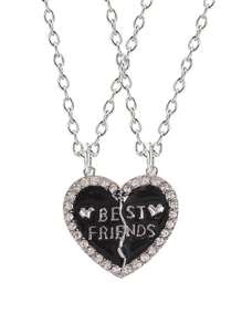 2 Pieces/Set Best Friends Best Friend Diamond Love Splicing Collarbone ...
