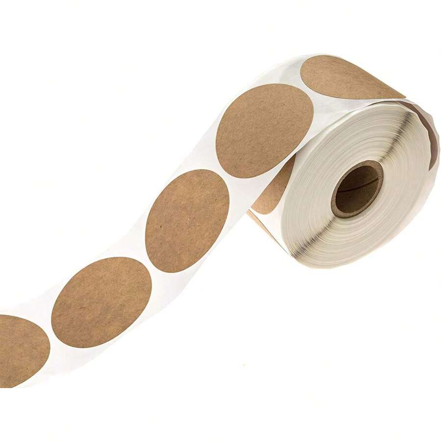 500PCS Natural Brown Kraft Stickers / 500 Round Labels Roll/Permanent ...