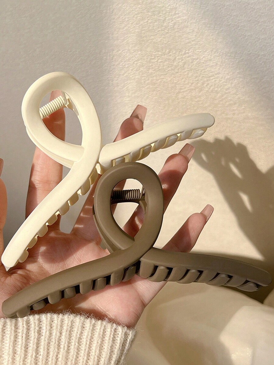 1-4pcs Women's Big Size Lightweight Plastic Hair Claw Clip In White ...