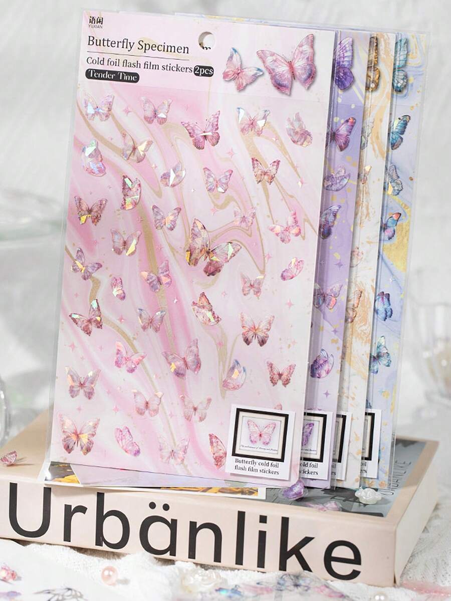 1pack/2sheets Butterfly Collage Decor Sticker For Diary Scrapbook ...