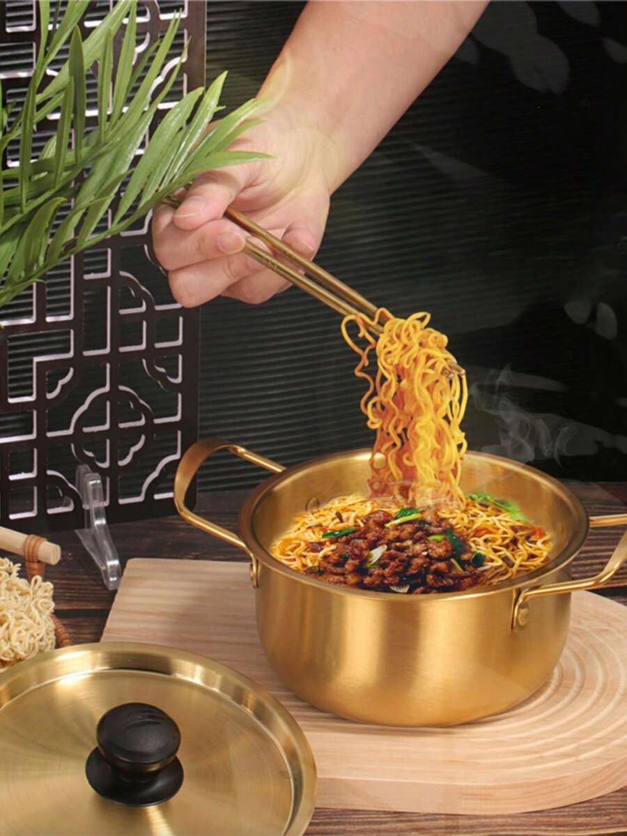 Internet Celebrity Korean Style Golden Cooking Pot With Lid, Double Ear ...