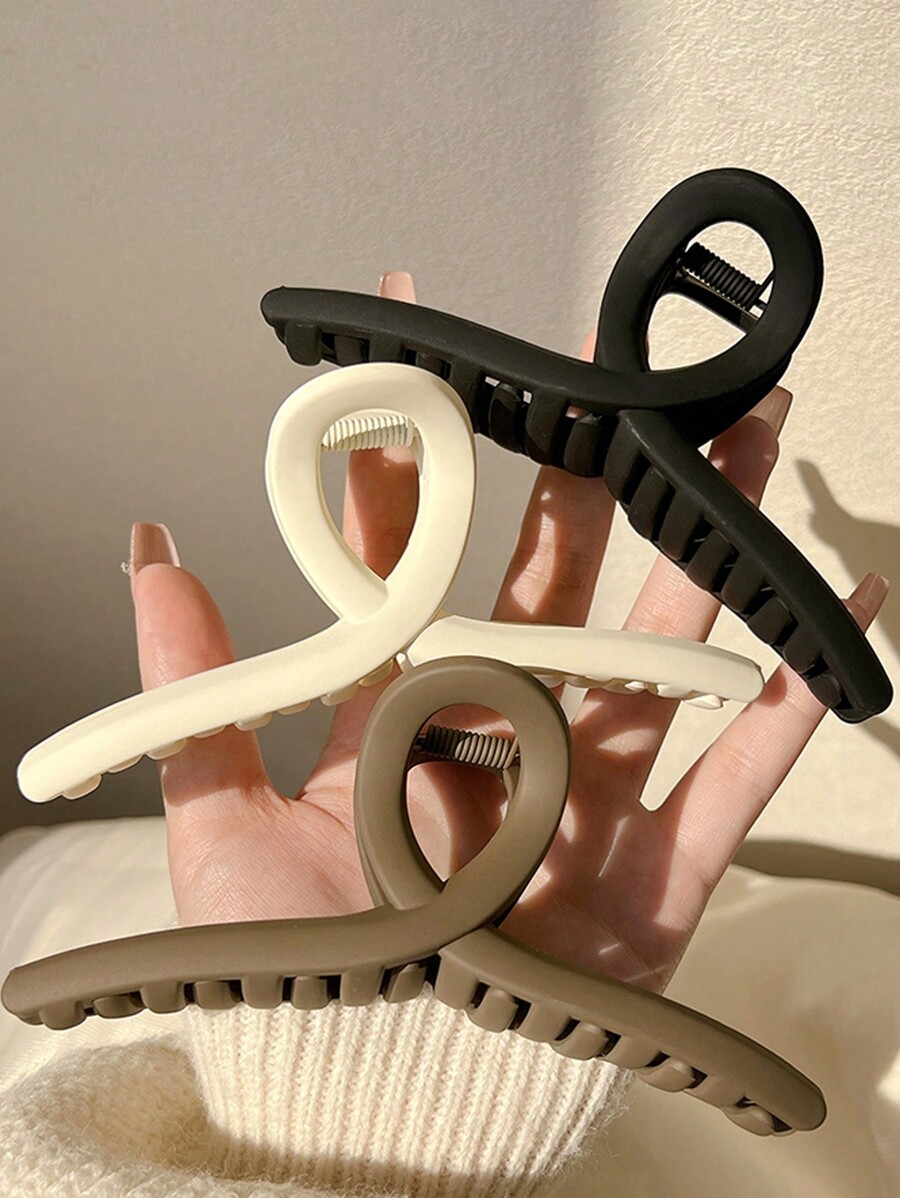 1-4pcs Women's Big Size Lightweight Plastic Hair Claw Clip In White ...