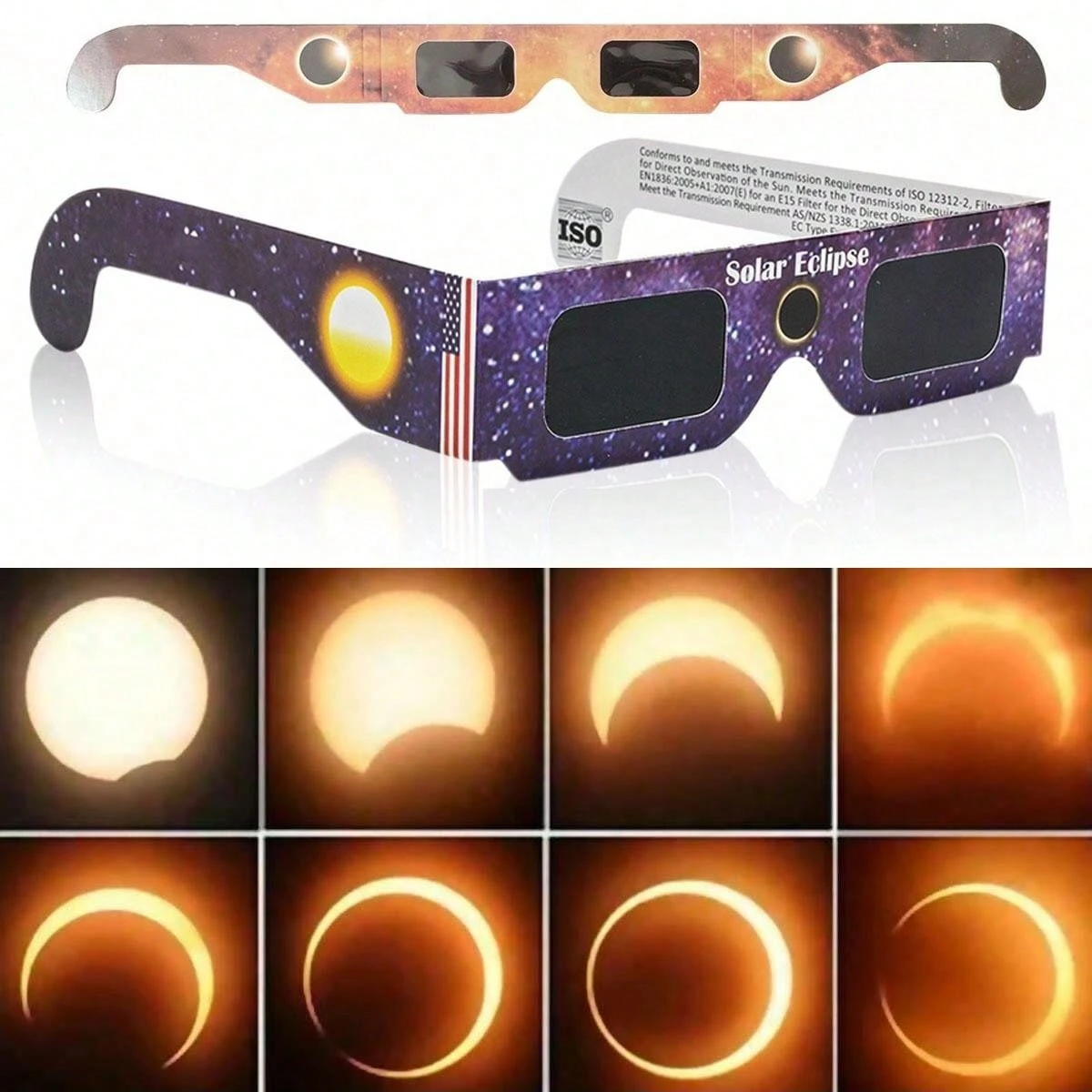 10 Paires Lunettes En Papier Pour Éclipse Solaire, Convient Pour ...