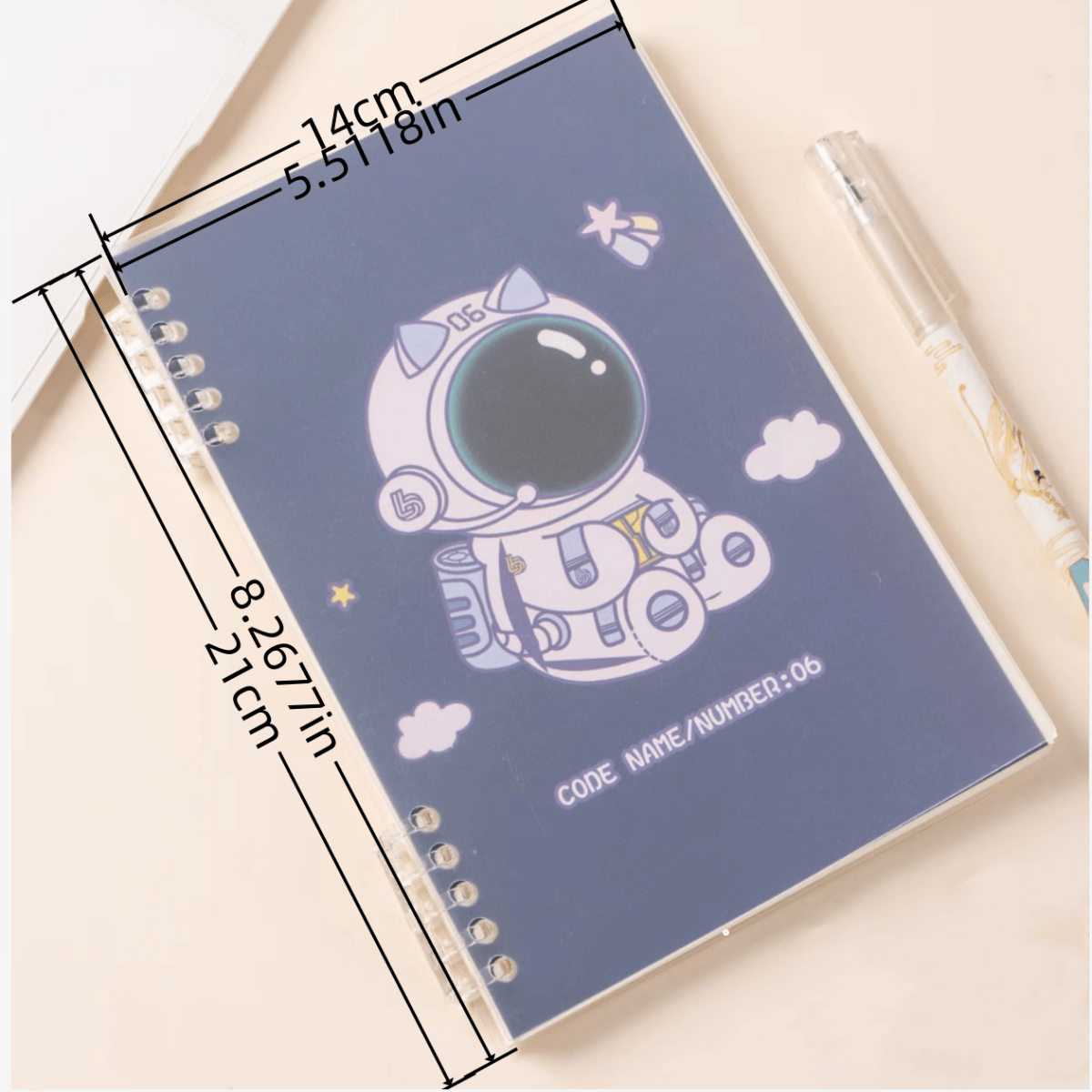 Pp Spiral Bound A5 Notebook With Detachable Pages, Cute Cartoon Design ...