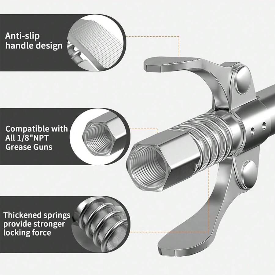 Electric Grease Gun Head, Grease Nozzle With Double Handle Locking ...