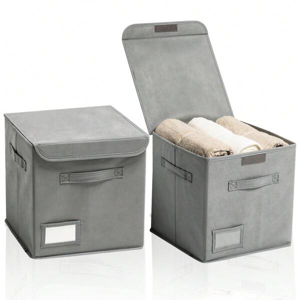 1 Pack 27L Storage Boxes With Lids Foldable Storage Cubes Large Cube ...