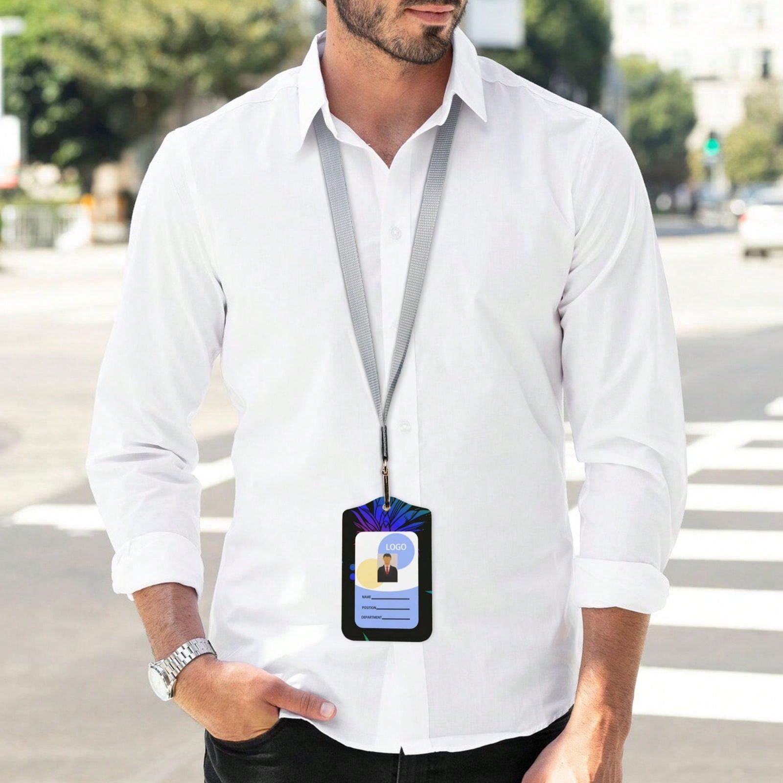 Leather Work Badge Protective Cover, Id Card Holder, Business Employee ...