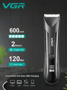 Vgr Wiederaufladbare 600mah Haarschneider Mit Digitalem Display, Akku Ipx5 Wasserfest, Usb ...