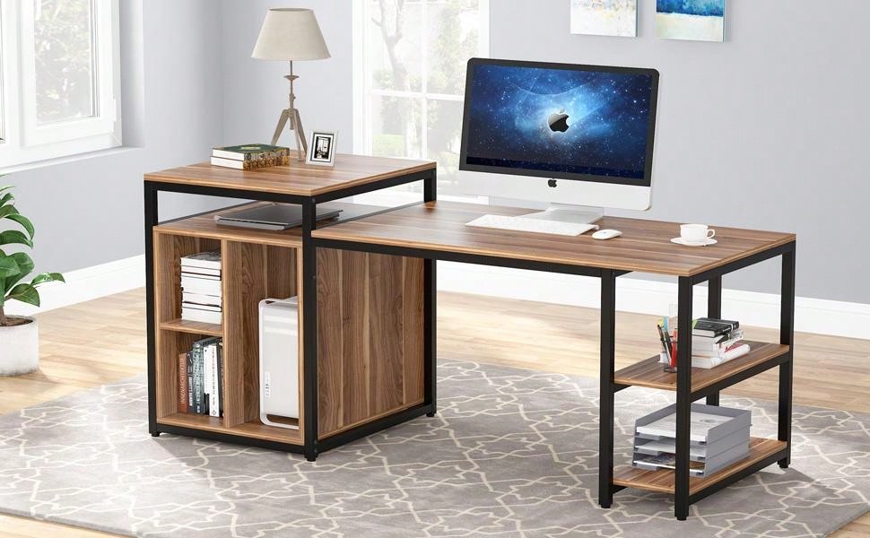 Tribesigns Extra Large Computer Desk With Storage Shelf, Home Office ...