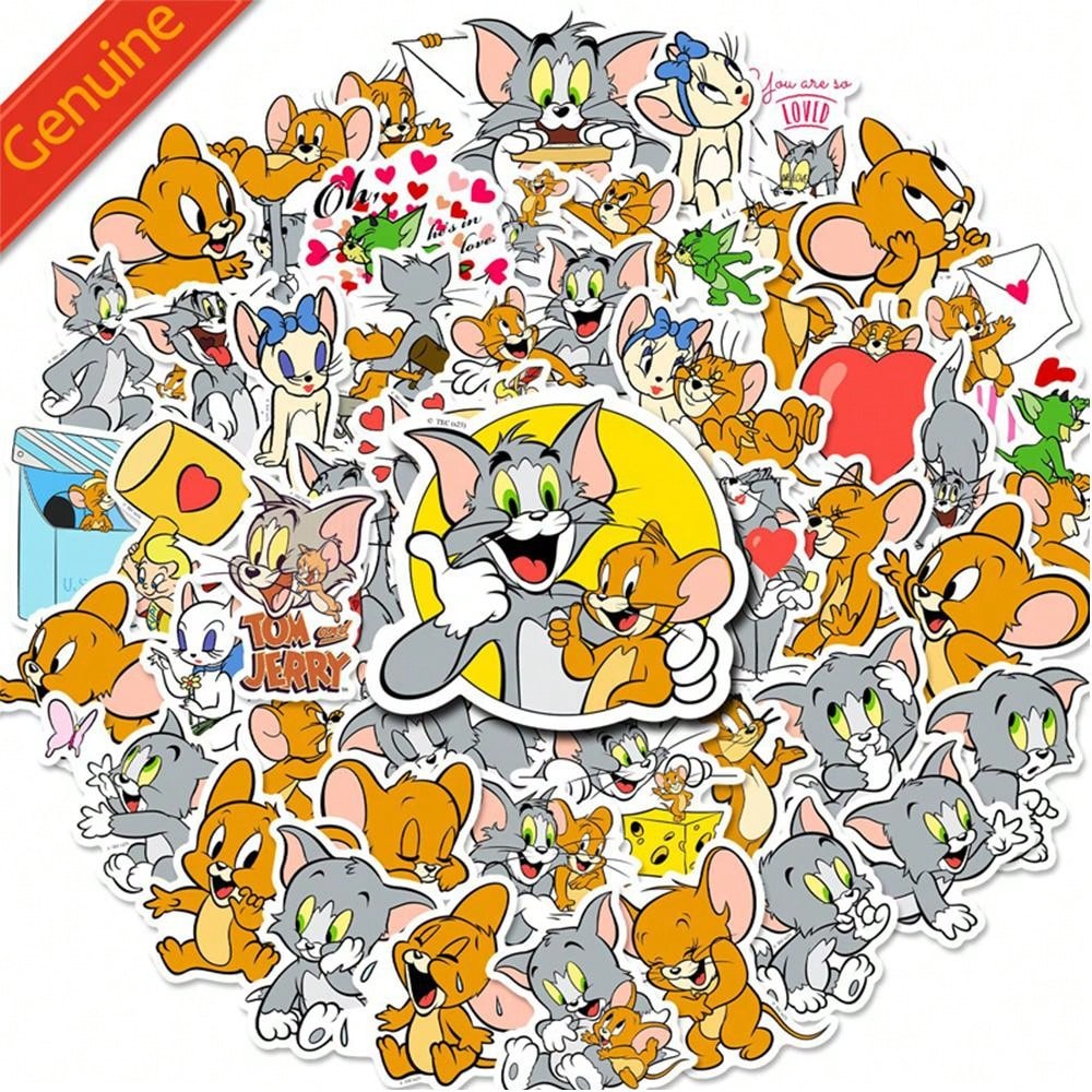 50 Piezas Adhesivos Estéticos De Tom Y Jerry, Oficialmente Autorizados ...