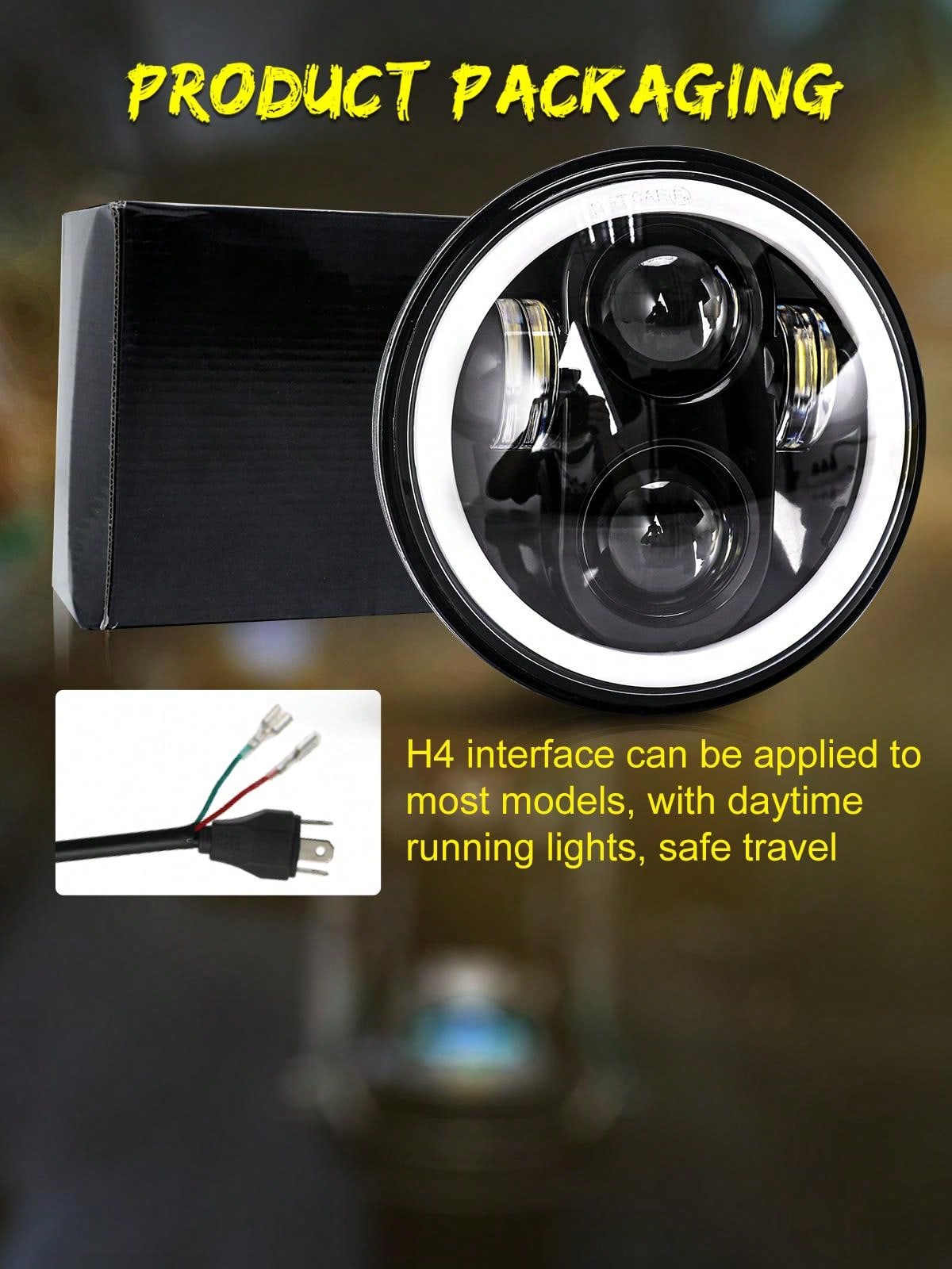 5 3 4 5 75 Inch Led Headlight With Amber Halo Drl Led Projector Sealed