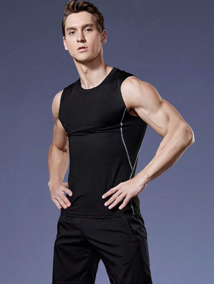 Men's Sleeveless Compression Shirt For Sports Running, Basketball ...