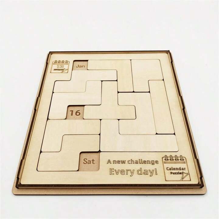 Wooden Jigsaw Puzzle Calendar With Weekday, Can Piece Together Every ...