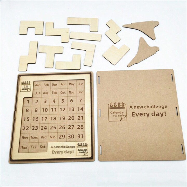 Wooden Jigsaw Puzzle Calendar With Weekday, Can Piece Together Every ...