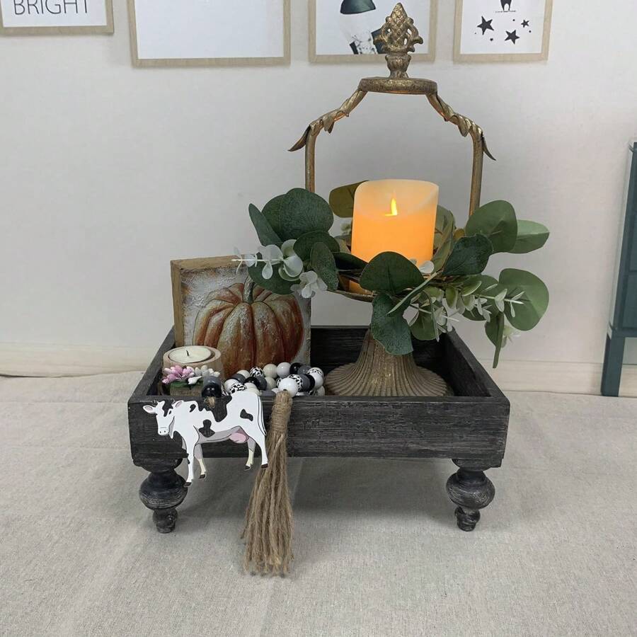 hanyial Wooden Riser Decorative Tray: Farmhouse Wood Pedestal Display ...