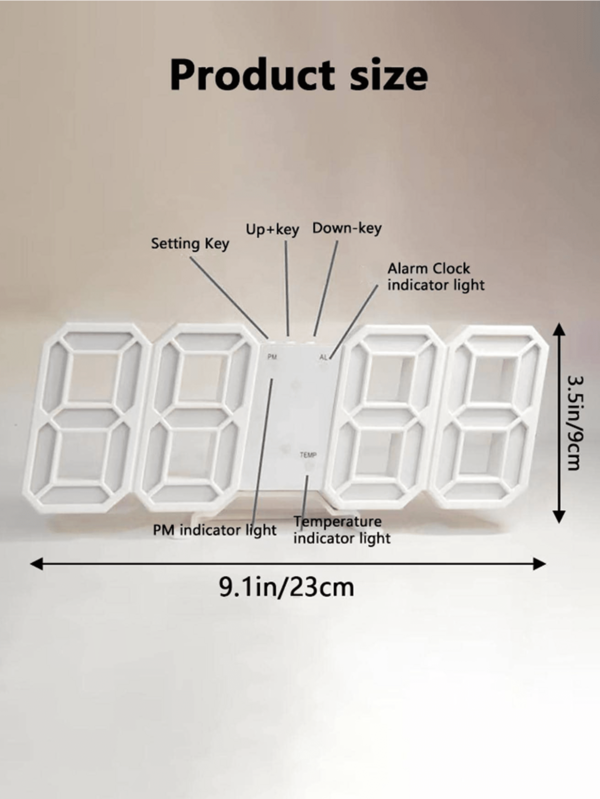 1pc 3D Plastic LED Digital Clock With USB Data Cable, Modern White Time ...