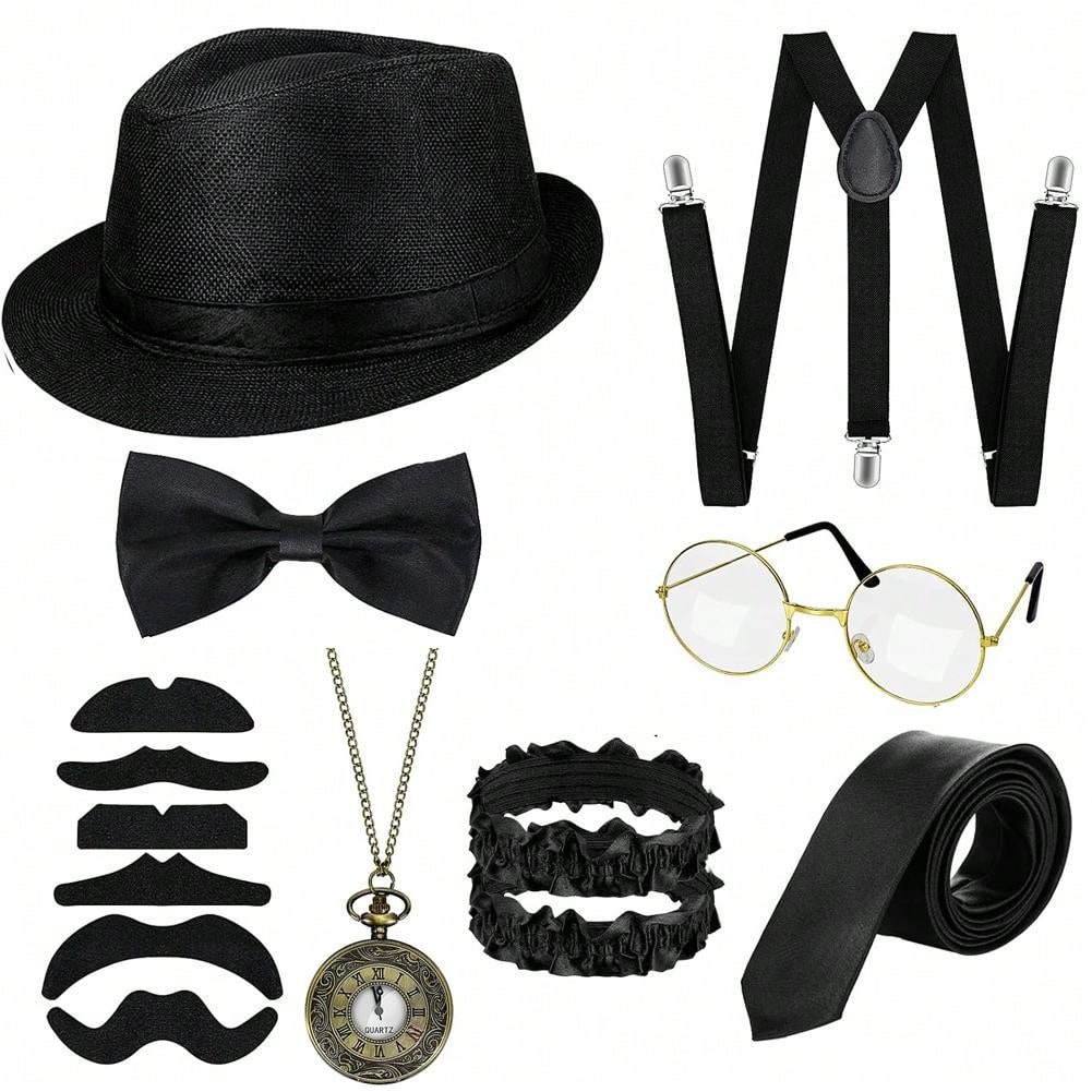 8pcs Mens' 1920s Vintage Accessories Set Great Gatsby Costume ...