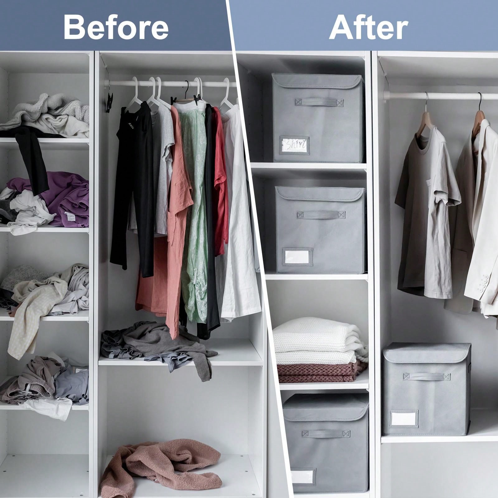 1 Pack 27L Storage Boxes With Lids Foldable Storage Cubes Large Cube ...