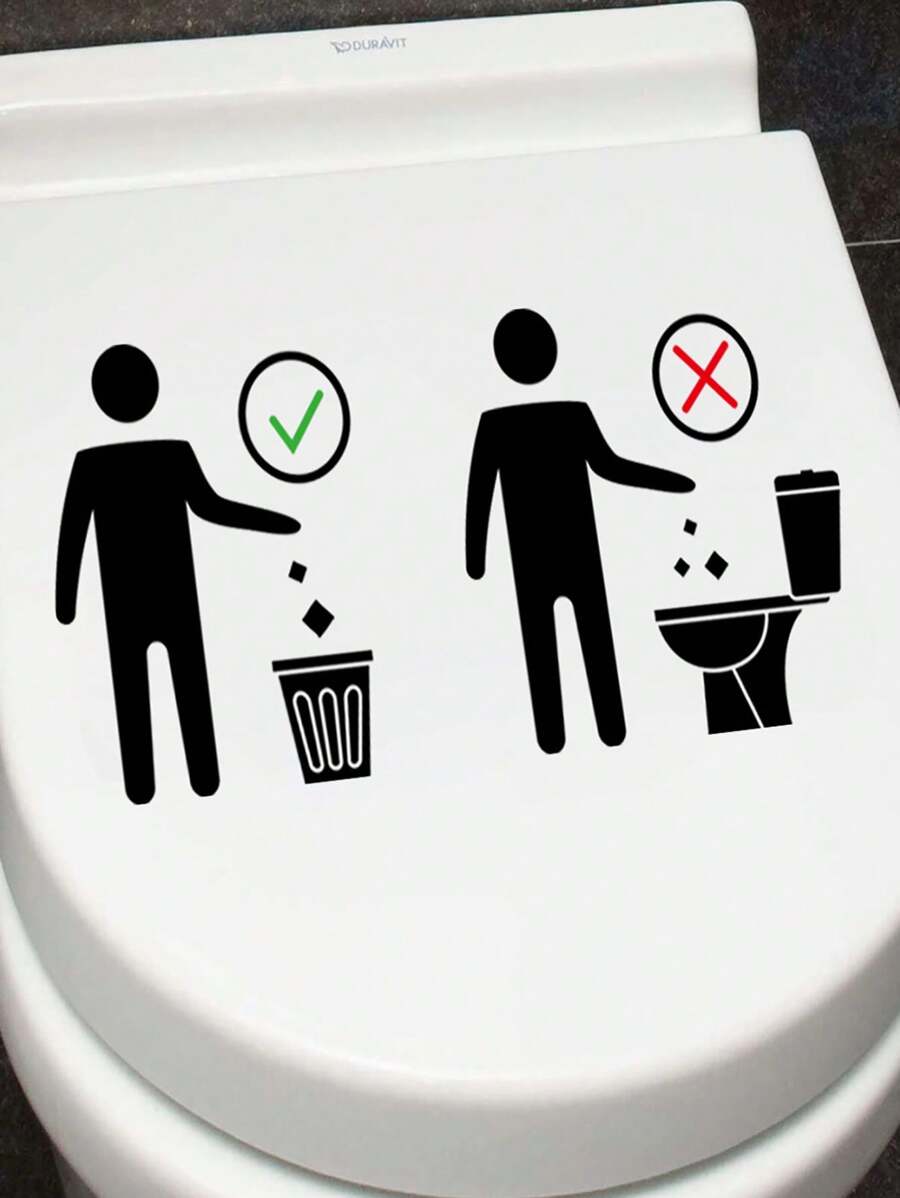 1 Sheets Toilet Stickers DIY Wall Sticker Toilet Warning Signs For ...