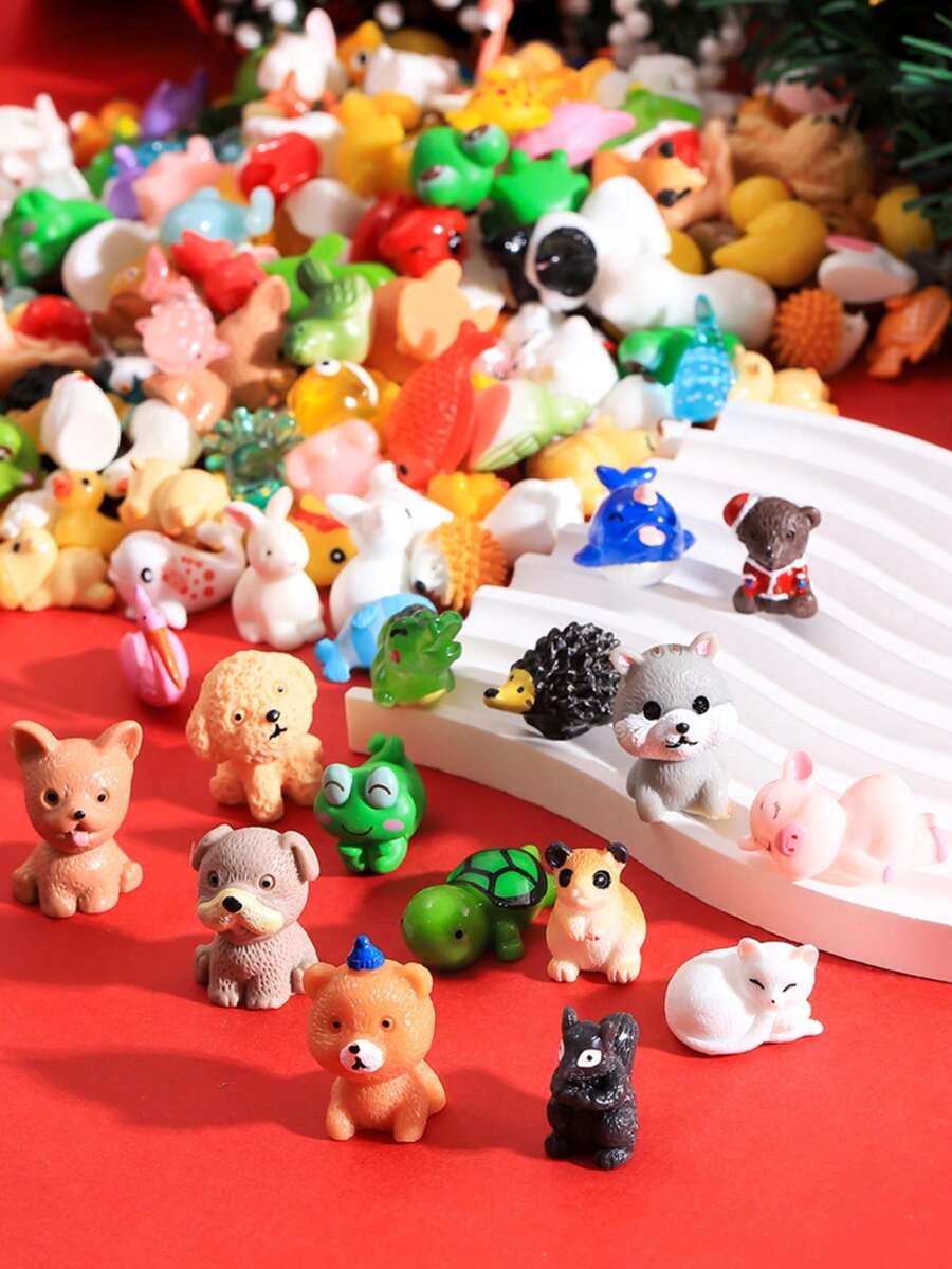 20pcs Random Style Miniature Resin Animal Figures For Diy Crafts ...