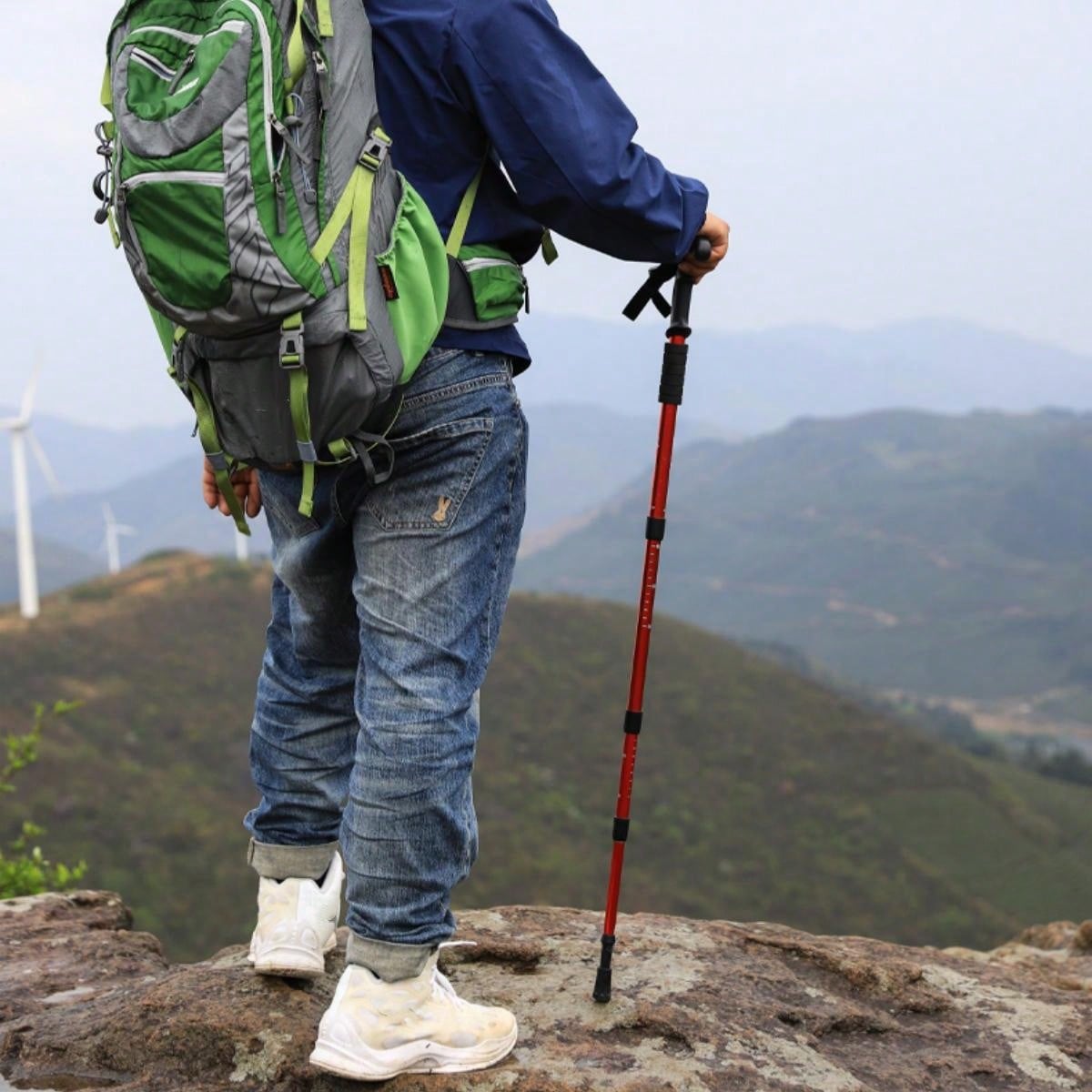 1pc Black Straight Handle Outdoor Aluminum Alloy Trekking Pole Cane ...