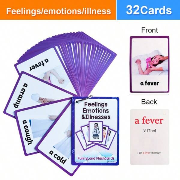 32 Cards Of Feelings Emotions And Illness Flash Cards For Social ...