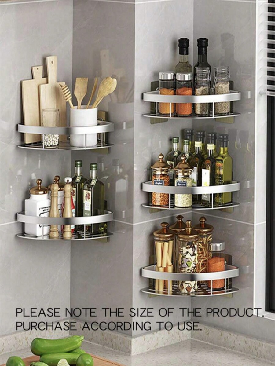 1pc Aluminum Wall Mounted Bathroom Storage Rack,Daily Black Hollow Out ...