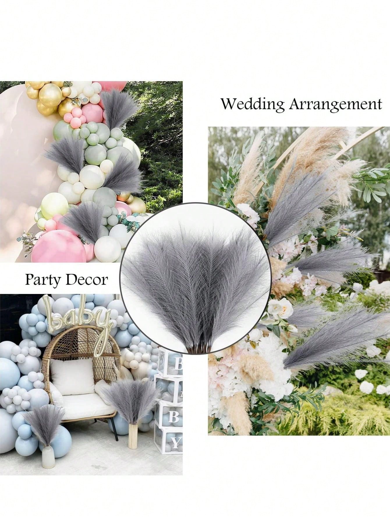 12Pcs/Set Faux Pampas Grass, Grey Artificial Pampas, Boho Decor ...