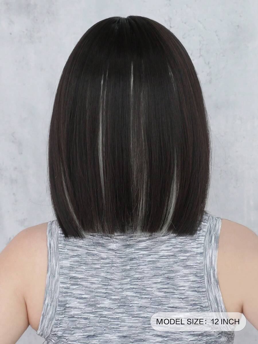 7JHHWIGS LISA Cosplay Moda Perucas Peruca Curta Lisa Preta com ...