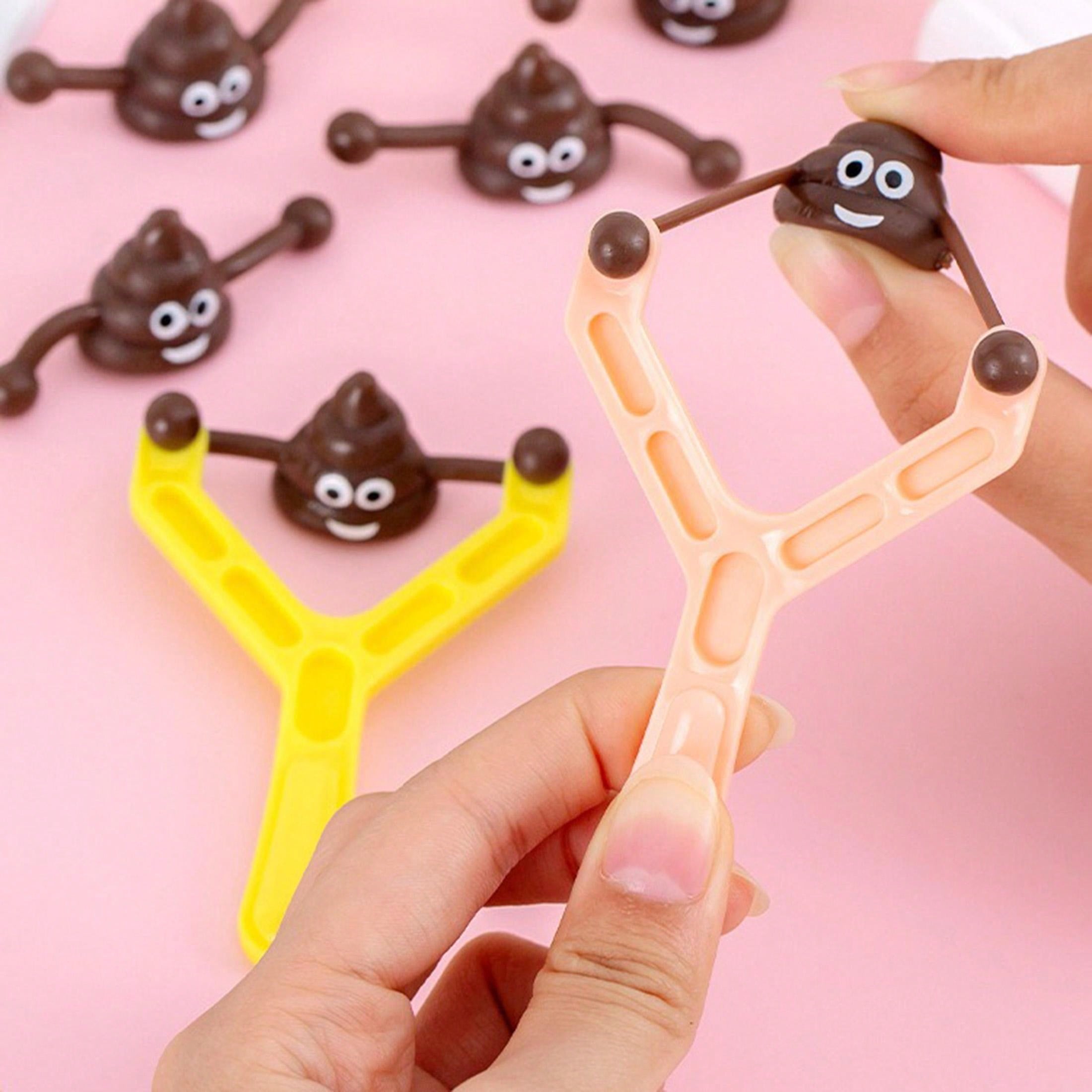 1pc Poop Shaped Slingshot Launcher, Novelty Prank Toy Tpr Poo Shaped ...