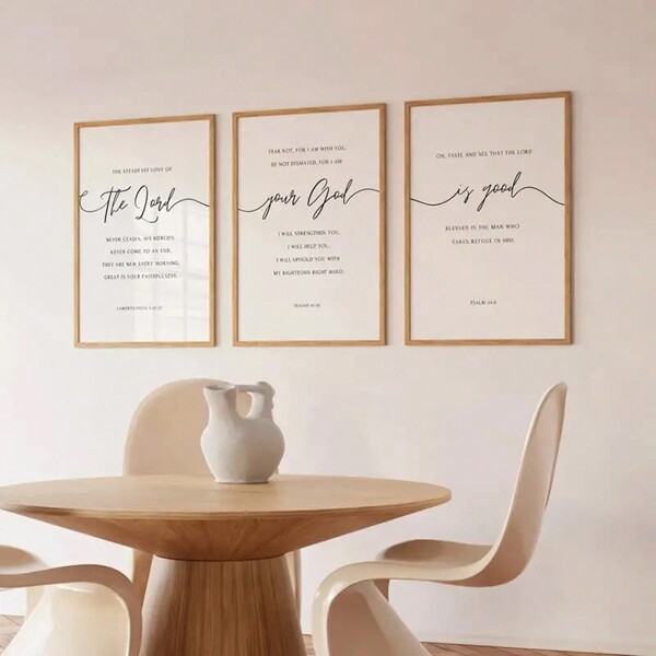 3pcs/Set Bible Verse Wall Art, 'The Lord Is Good', Simple Christian ...