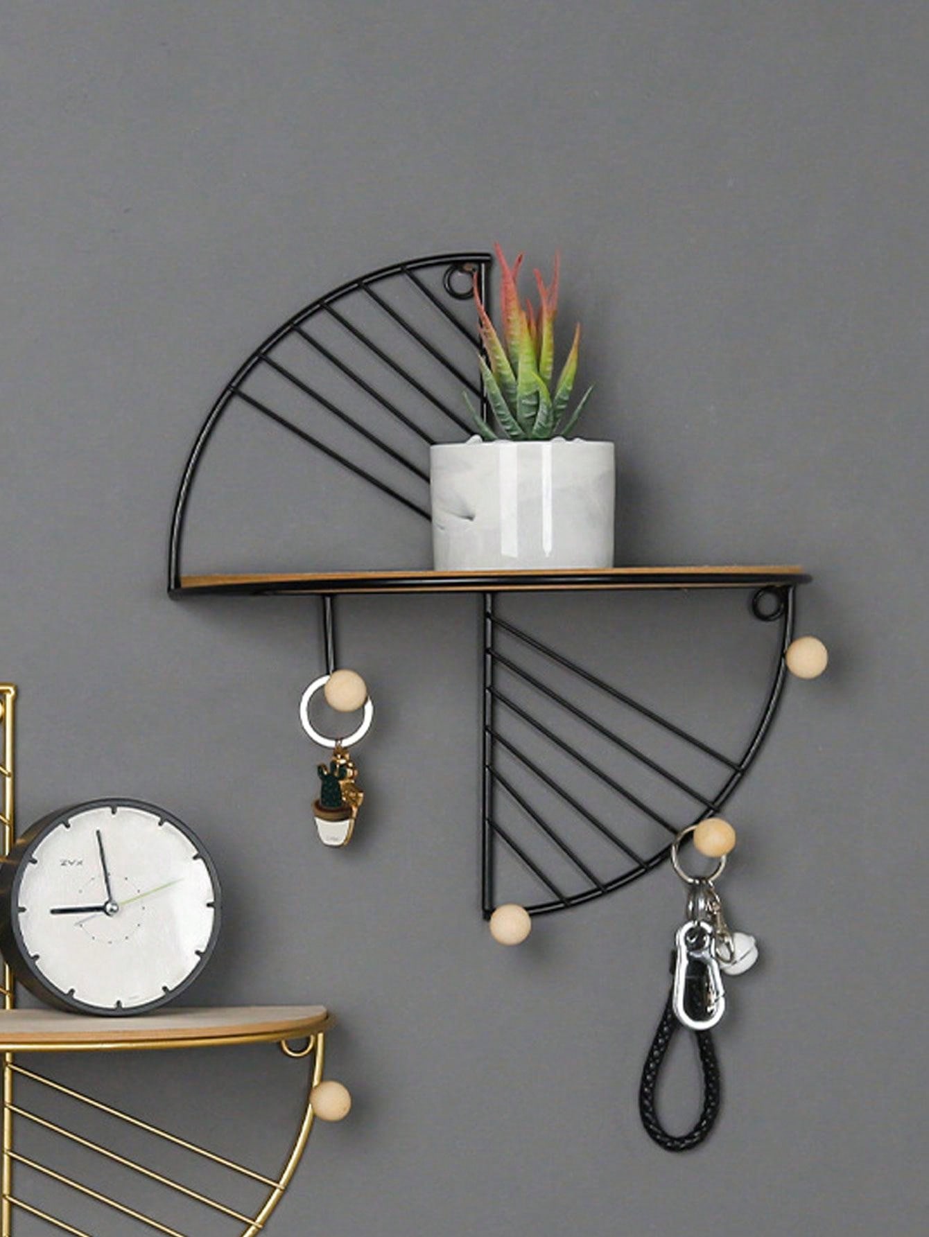 Living Room Iron Wall Mounted Storage Rack, Luxury Style Metal Grid ...