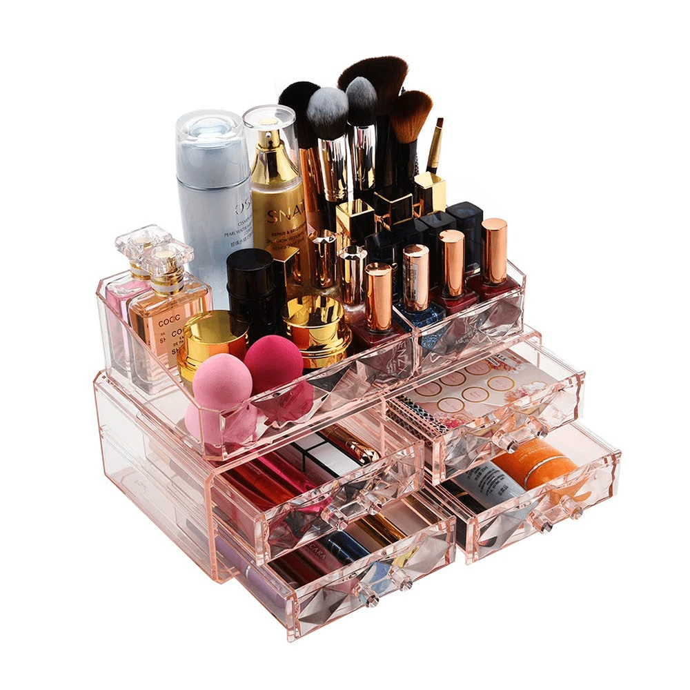 Makeup Organizer Acrylic Cosmetic Storage Drawers And Jewelry Display ...