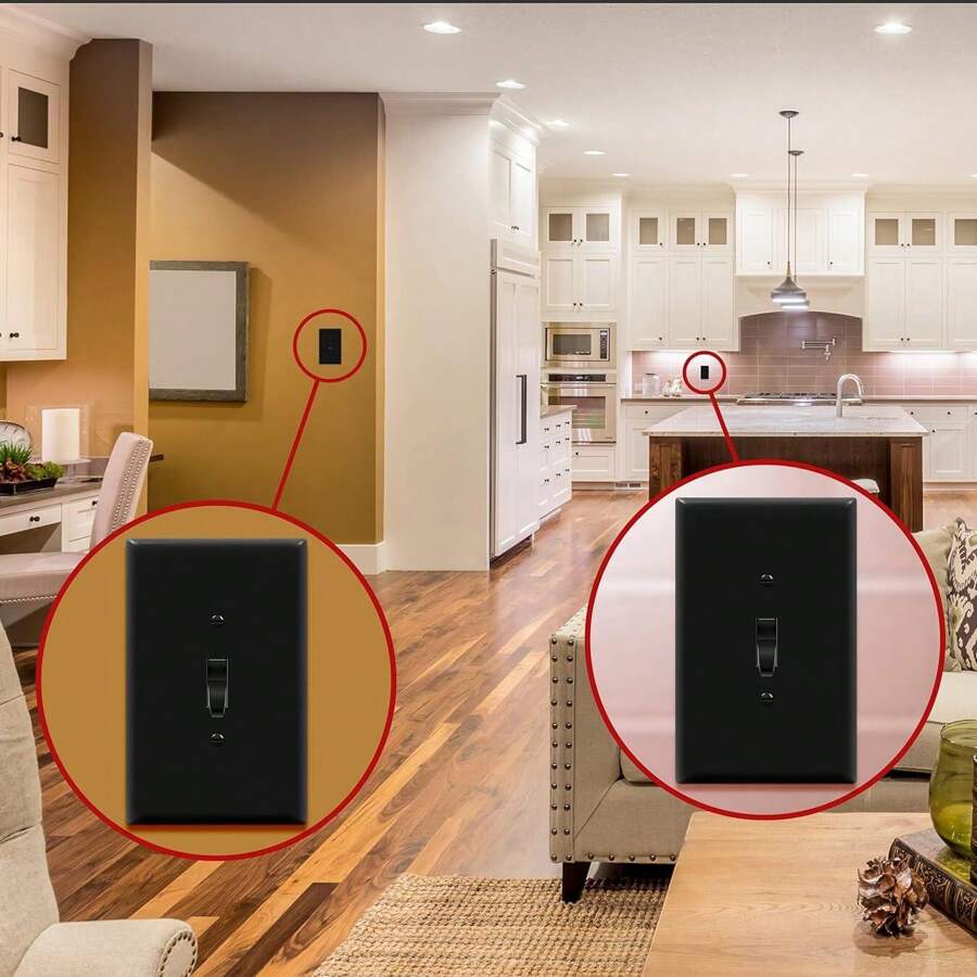 1 PC Black Light Switch Cover 1-Gang Toggle Switch Wallplate, Standard Size, Thermoset, Device ...