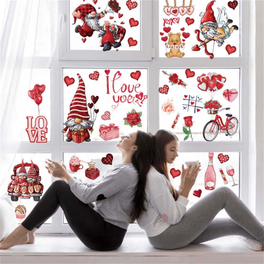 9 Sheets, 85 Valentine'S Day Window Decals, Valentine'S Day Static ...